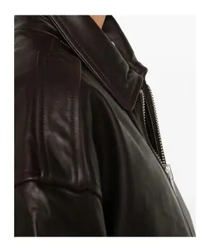 THE FRANKIE SHOP Viper Leather Bomber Jacket - Brown