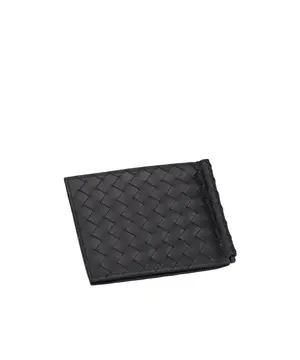 Bottega Veneta Woven Detailed Bi-fold Wallet - Black