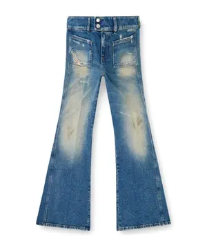 DIESEL® D-hush Bootcut Jeans With Double-button Closure - Medium Blue