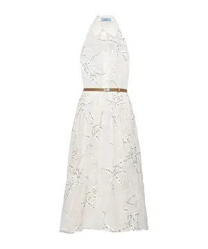 Prada Sleeveless Belted Midi Shirt Dress