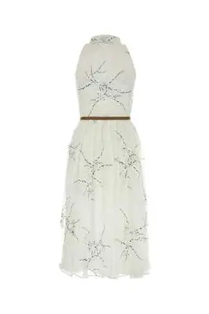 Prada Sleeveless Belted Midi Shirt Dress