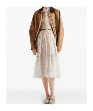 Prada Sleeveless Belted Midi Shirt Dress