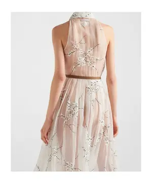 Prada Sleeveless Belted Midi Shirt Dress
