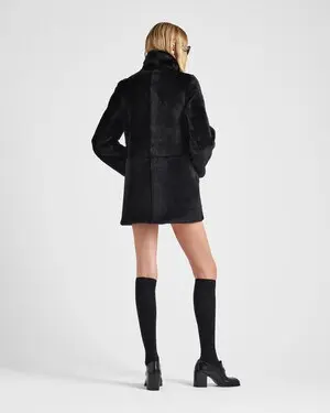 Prada Shearling Fur Coat - Black