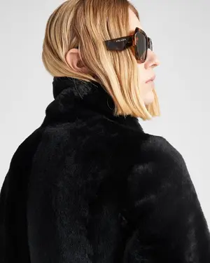 Prada Shearling Fur Coat - Black