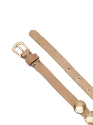 GOLDEN GOOSE Trinidad Stud Embellished Buckle Belt - Brown