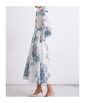 Marella Floral Print Cotton Poplin Shirt Dress