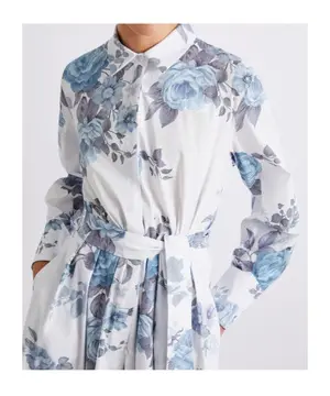 Marella Floral Print Cotton Poplin Shirt Dress