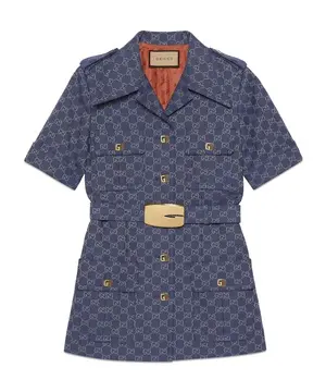 Gucci Gg Monogram Belted Dress
