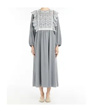 Max Mara Gingham Cotton Dress With Broderie Anglaise Embroidery