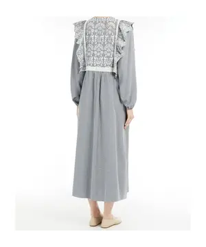 Max Mara Gingham Cotton Dress With Broderie Anglaise Embroidery