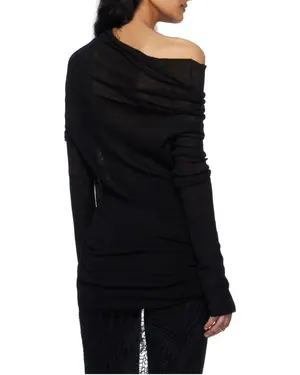 ANN DEMEULEMEESTER Draped Turtleneck Long-sleeved Jumper - Black