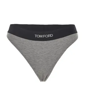 TOM FORD Logo-waistband Stretch Thongs - Gray