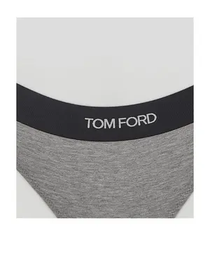 TOM FORD Logo-waistband Stretch Thongs - Gray
