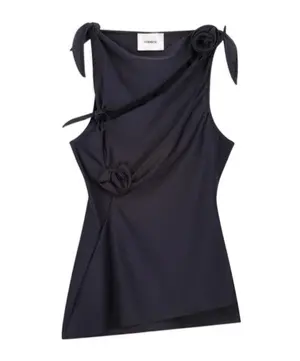 Coperni Asymmetrical Flower Top - Black