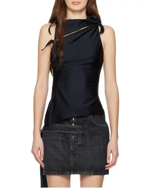 Coperni Asymmetrical Flower Top - Black
