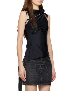 Coperni Asymmetrical Flower Top - Black