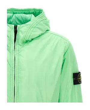 Stone Island Logo Patch Hooded Jacket - Light Green