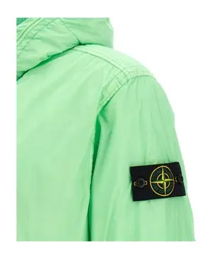 Stone Island Logo Patch Hooded Jacket - Light Green