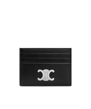 Celine Card Holder Triomphe In Shiny Calfskin - Black