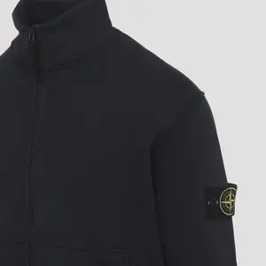 Stone Island Logo Patch Zip-up Sweatshirt - Blue