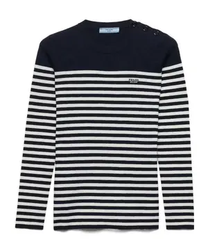 Prada Striped Crewneck Jumper - Black