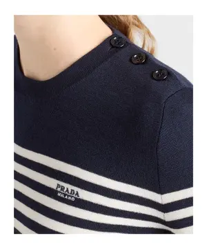Prada Striped Crewneck Jumper - Black