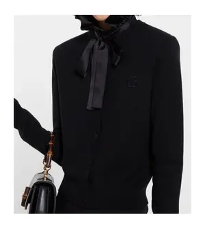 Gucci Embroidered Knit Cardigan - Black