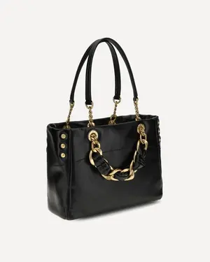 Balmain 1945 Soft Cabas Small Crinkled Shoulder Bag - Black