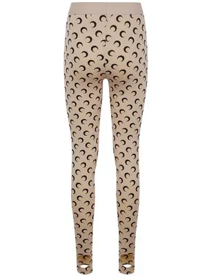 MARINE SERRE Moon Printed Skinny-cut Leggings - Nude