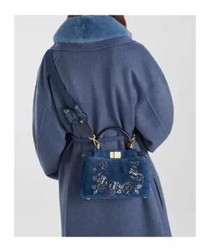 Fendi Mini Peekaboo Floral-embroidered Denim Tote Bag