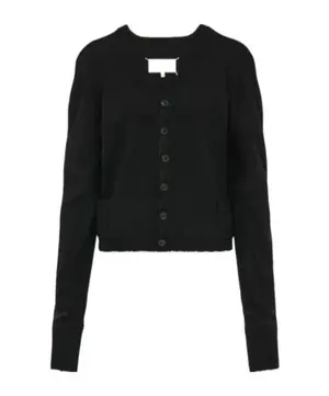 MAISON MARGIELA Four Stitch Detailed Knitted Cardigan - Black