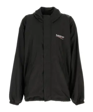 Balenciaga Political Campaign Hooded Jacket - Black