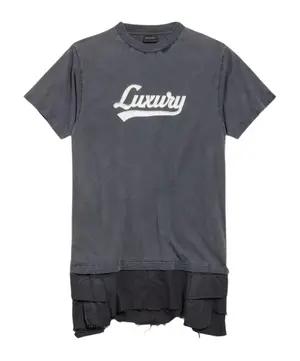 Balenciaga Luxury Script T-shirt Dress - Black