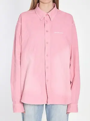 Balenciaga Logo Embroidered Long-sleeve Shirt