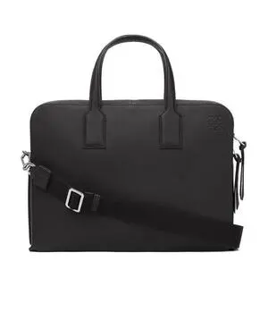 Loewe Goya Thin Briefcase In Soft Grained Calfskin - Black