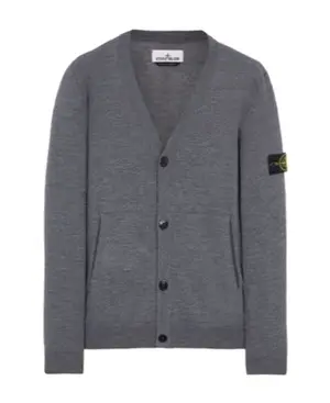 Stone Island Logo-patch Button-up Cardigan - Grey