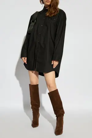 DIESEL® D-dalis Embroidered Logo Shirt Dress