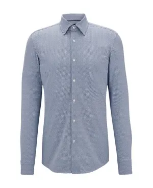 Hugo Boss Geometric-print Long-sleeve Shirt - Blue