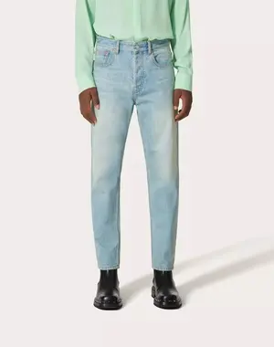 Valentino Garavani Logo Patch Mid-rise Jeans