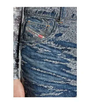 DIESEL® De-skye-s Distressed Denim Midi Skirt