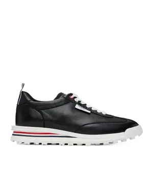 Thom Browne Lace-up Leather Sneakers With Tricolor Detail