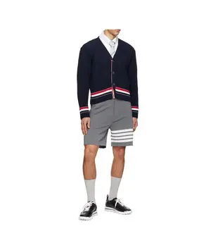 Thom Browne Lace-up Leather Sneakers With Tricolor Detail