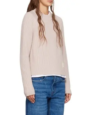 AMI Paris Logo Patch Crewneck Jumper - Pink