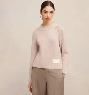 AMI Paris Logo Patch Crewneck Jumper - Pink