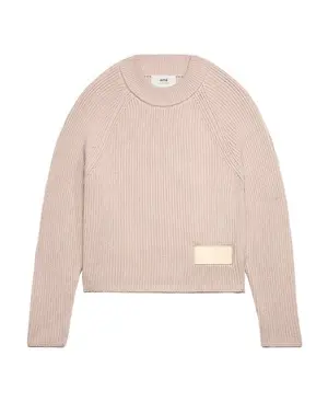 AMI Paris Logo Patch Crewneck Jumper - Pink