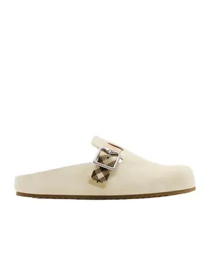 Burberry Urchin Checked Side-buckle Clogs - Bake