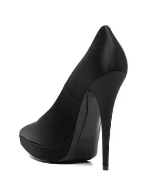 Saint Laurent Pointed Toe Leather Pumps - Black