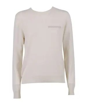 Peserico Embellished Round Neck Sweater - White