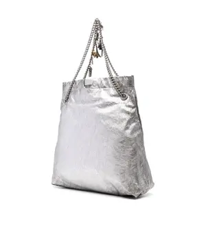 Balenciaga Crush Charm Detailed Medium Tote Bag - Silver